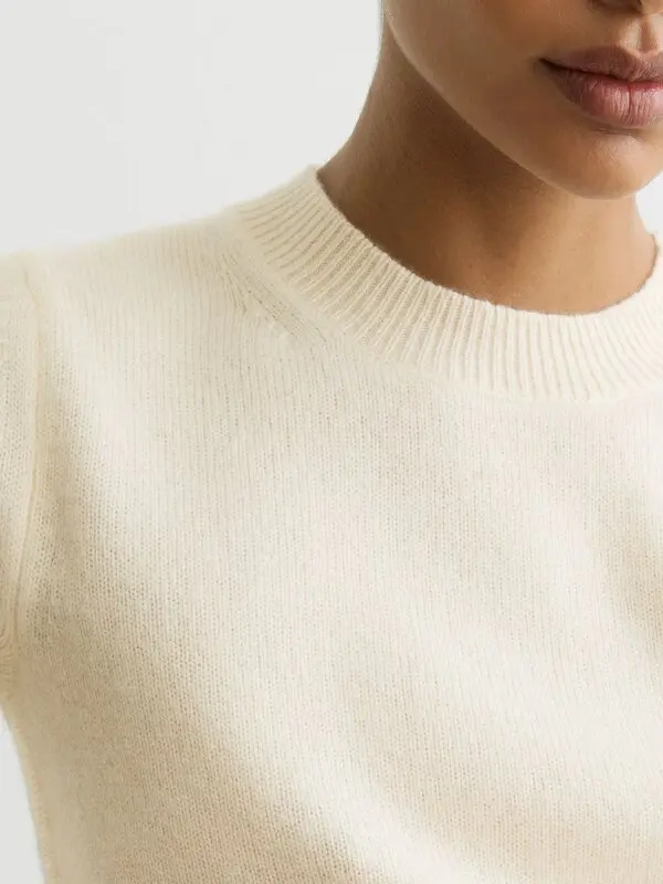 REISS Stevie 100% Cashmere Crew Neck T-shirt - Ivory