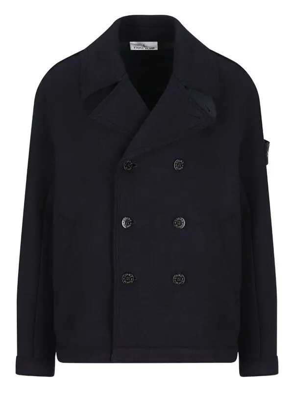Stone Island Double-breasted Coat - Blue