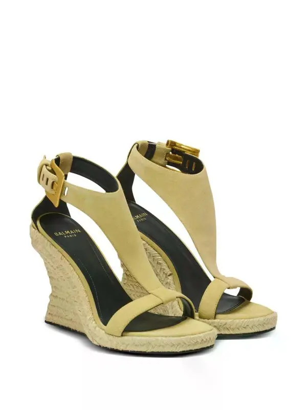 Balmain Anthem Wedge Espadrilles - Neutrals