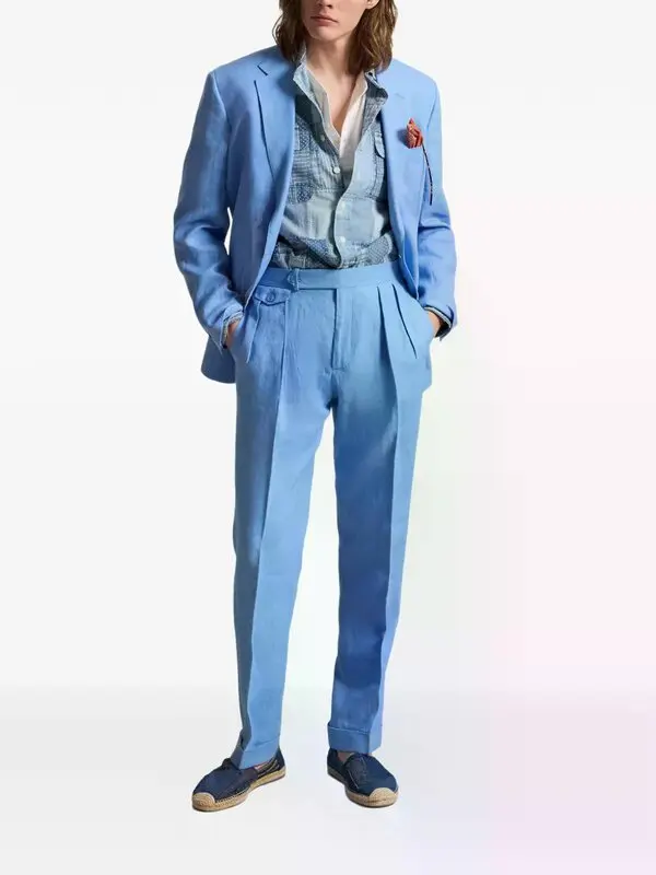 Polo Ralph Lauren Pleated Linen Trousers - Blue