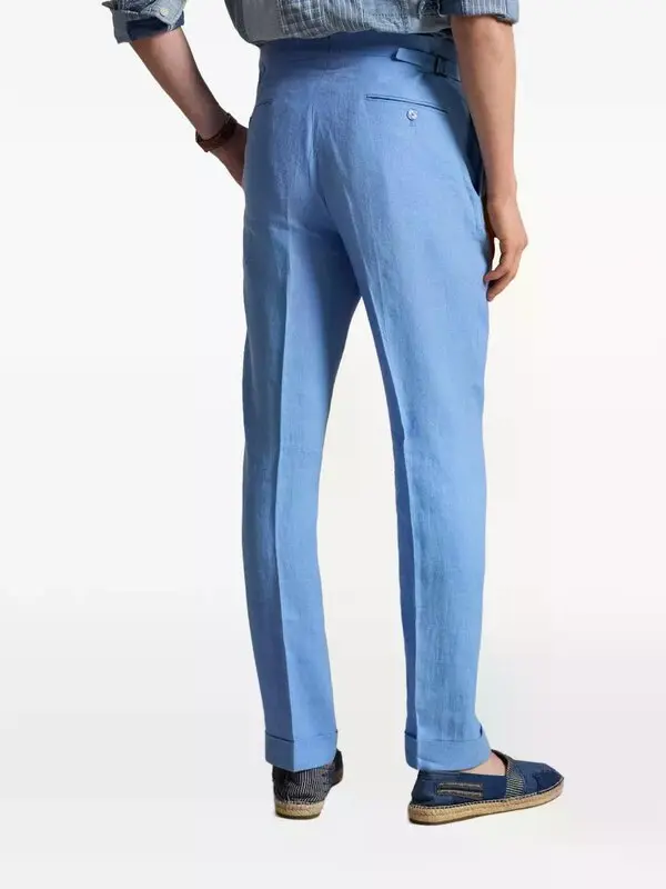 Polo Ralph Lauren Pleated Linen Trousers - Blue