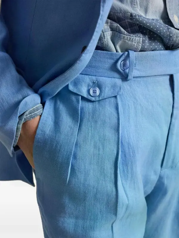 Polo Ralph Lauren Pleated Linen Trousers - Blue