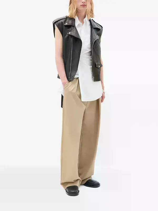 ANN DEMEULEMEESTER Pleated Wide-leg Trousers - Neutrals