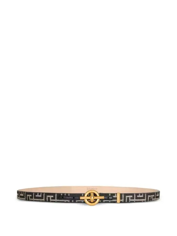 Balmain Monogram-jacquard Belt - Black