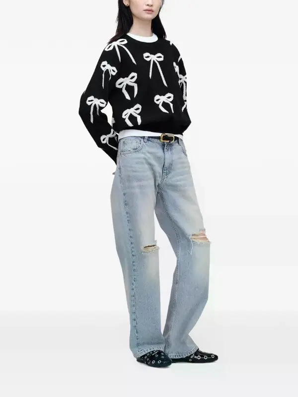 Marc Jacobs Bow-detail Round-neck Sweater - Black