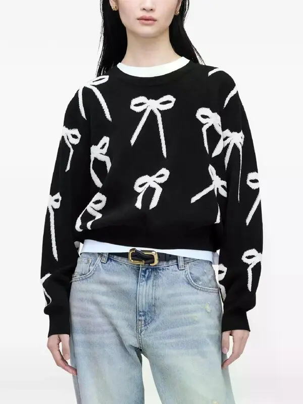 Marc Jacobs Bow-detail Round-neck Sweater - Black