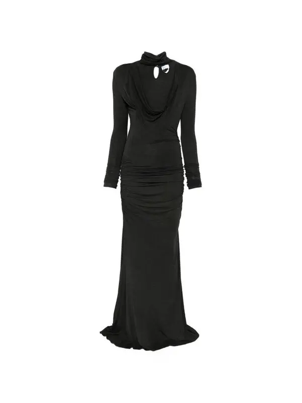 Blumarine Turtleneck Draped Dress - Grey