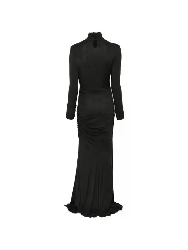 Blumarine Turtleneck Draped Dress - Grey