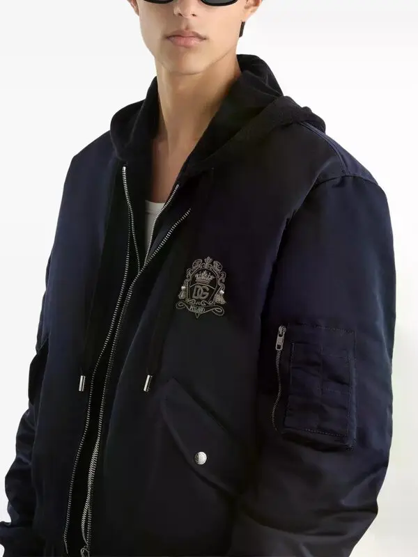 Dolce & Gabbana Hooded Embroidered Bomber Jacket