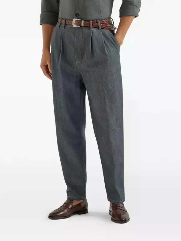 Brunello Cucinelli Pleated Five-pocket Trousers - Grey