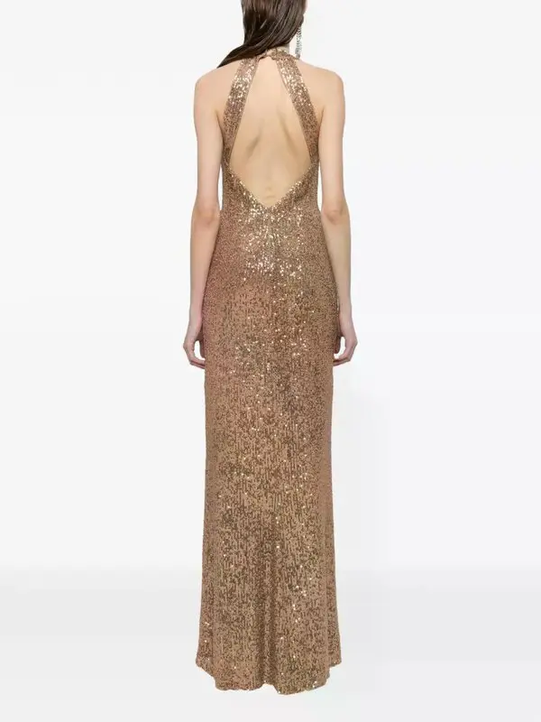 NISSA Sequined Halterneck Maxi Dress