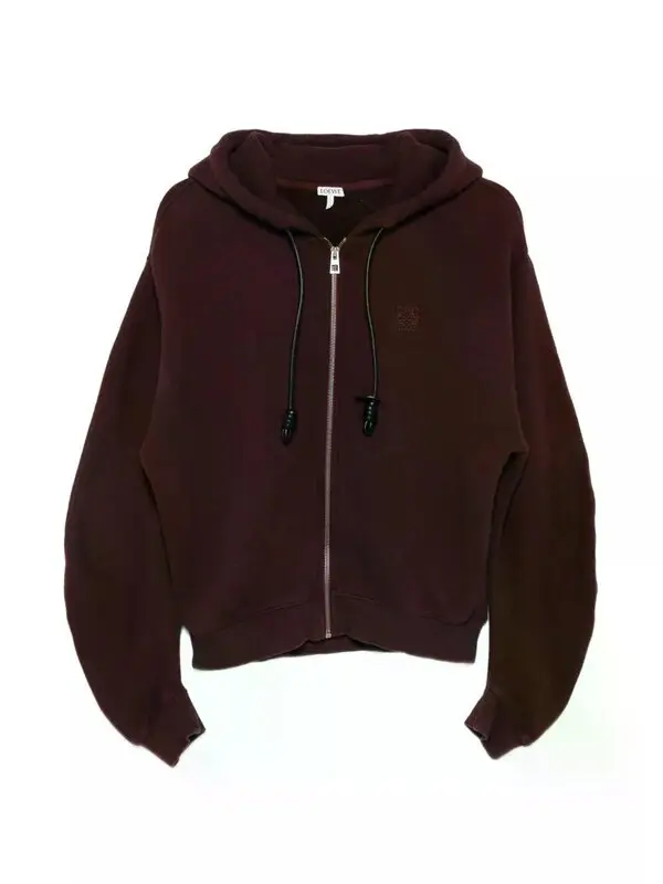 Loewe Zip Hooded Sweater - Red