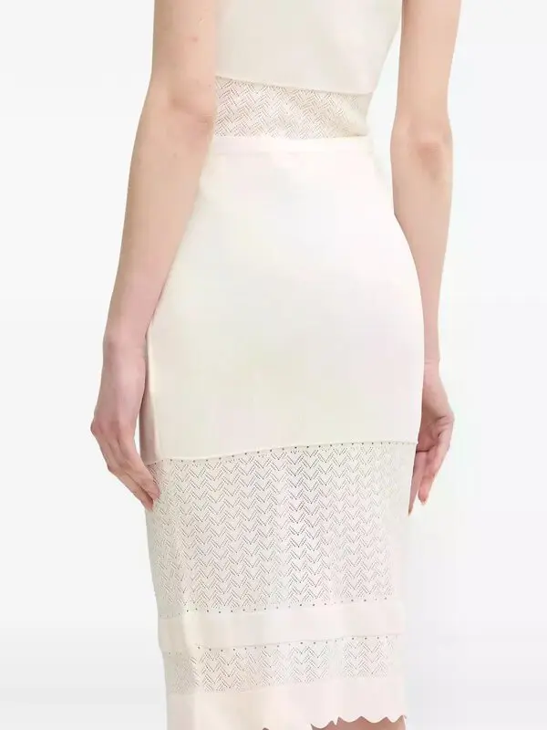 GAUDI Pointelle-knit Midi Skirt - Neutrals