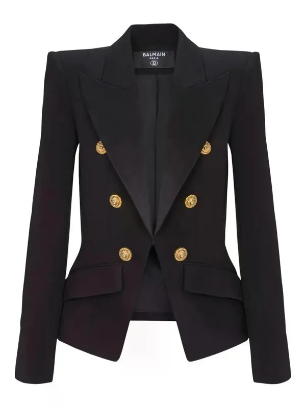 Balmain Double-breasted Peplum Blazer - Black