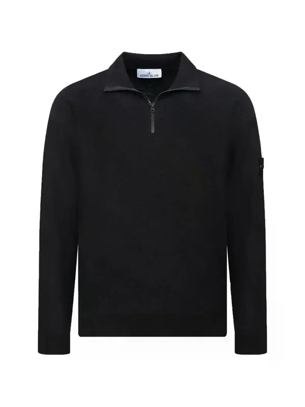 Stone Island Zip Collar Sweater - Black