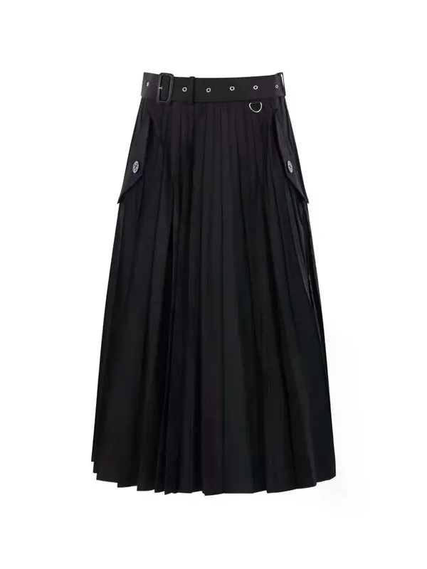 Sacai Pleated Belted Skirt - Black