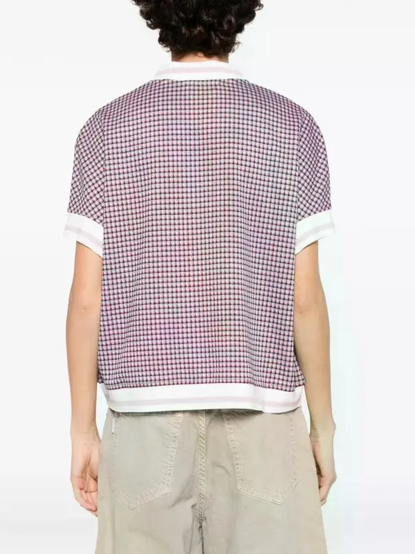Marni Check Embroidery Polo Top