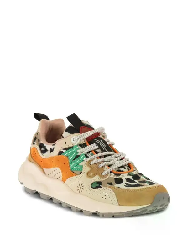 FLOWER MOUNTAIN Yamano 3 Floral-motif Sneakers - Neutrals
