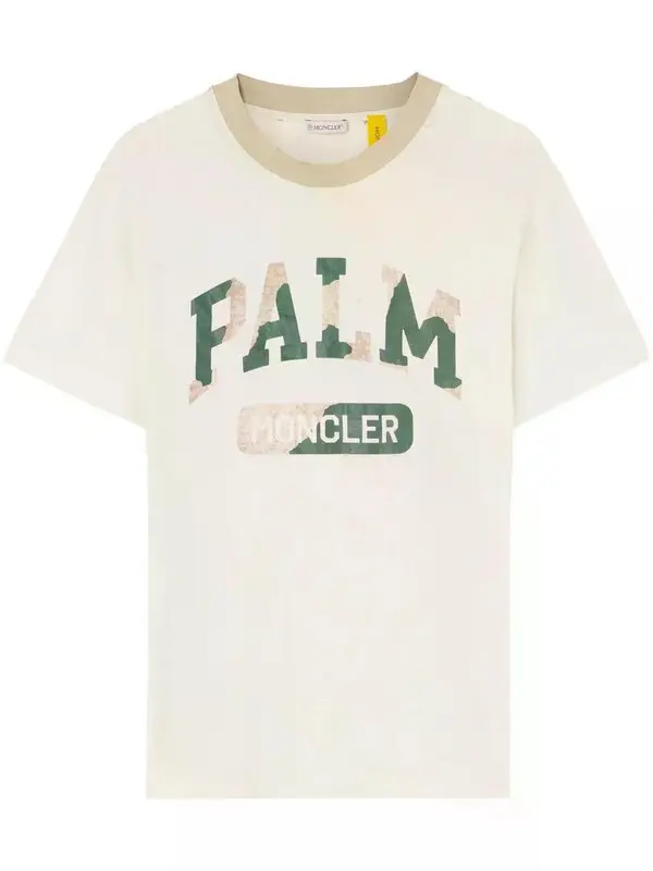 PALM ANGELS X MONCLER X Moncler Logo-print Cotton T-shirt - White