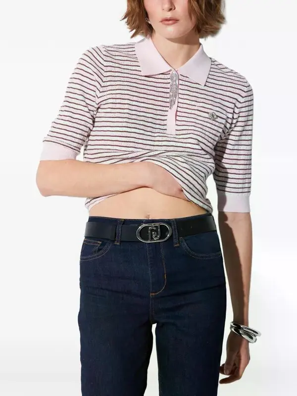 Liu Jo Striped Polo Top - Pink