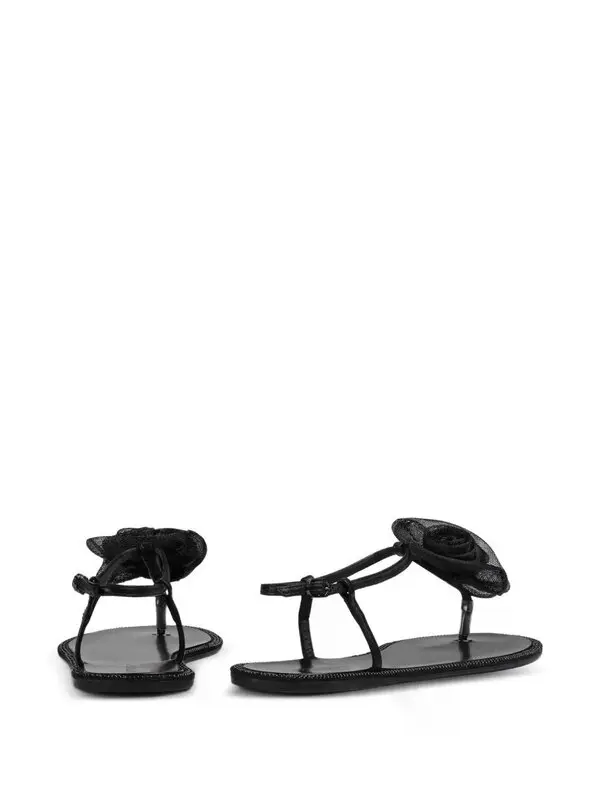 LE SILLA Rose-appliqué Flat Sandals