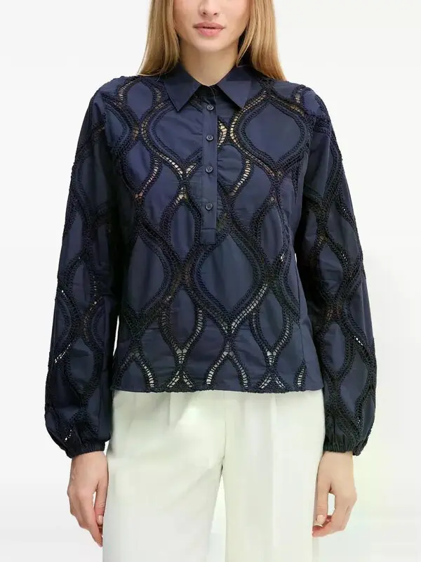 MOS MOSH Nolin Openwork Collared Shirt