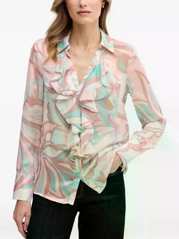 GAUDI Patterned Ruffled Shirt
