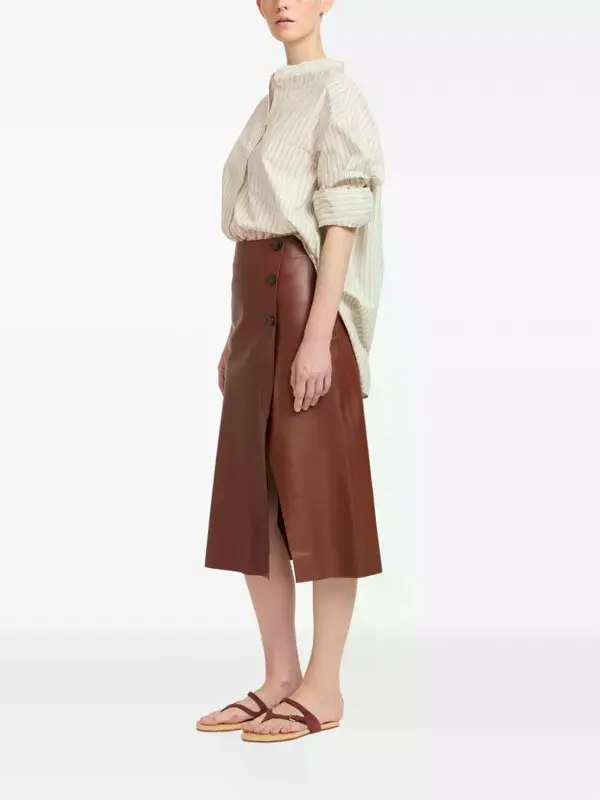 YVES SALOMON Buttoned Leather Wrap Skirt