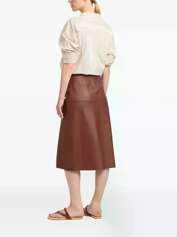 YVES SALOMON Buttoned Leather Wrap Skirt