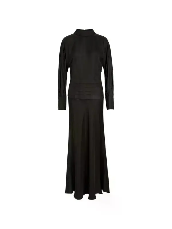 RÓHE Pleated Long-sleeve Maxi Dress - Black