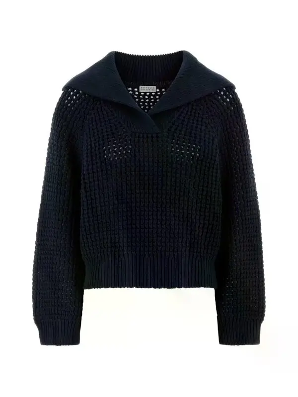 Brunello Cucinelli Open-stitch Sweater - Blue