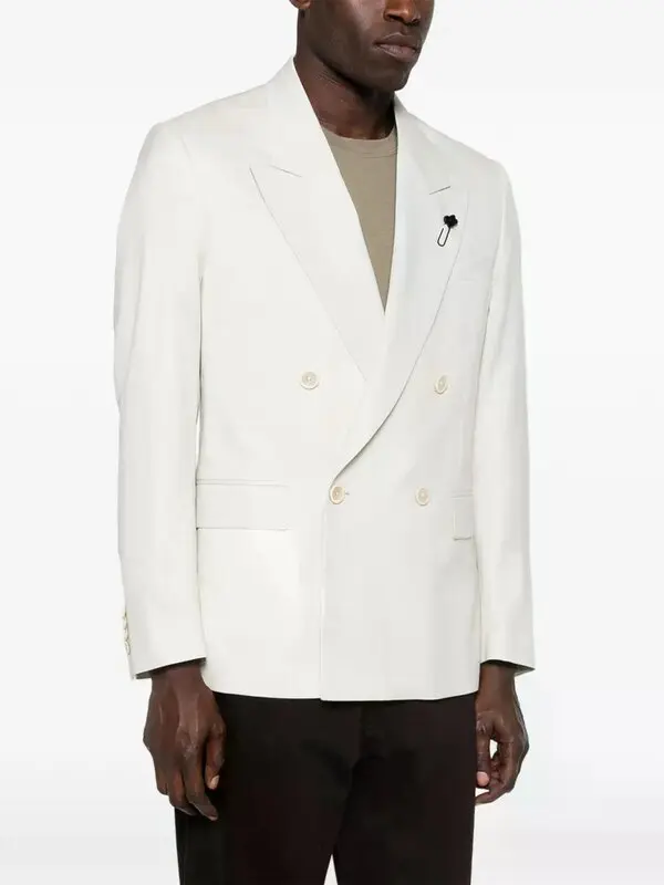 LARDINI Double-breasted Blazer - White