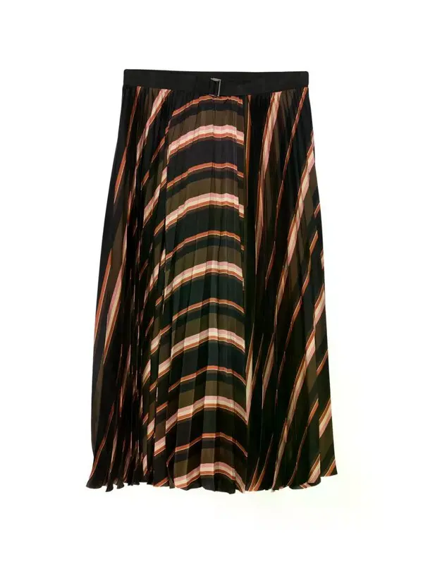 Sacai Striped-pattern Midi Skirt