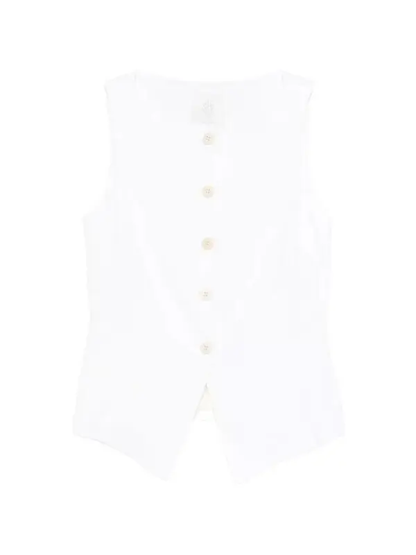 Eleventy Button Waistcoat - White