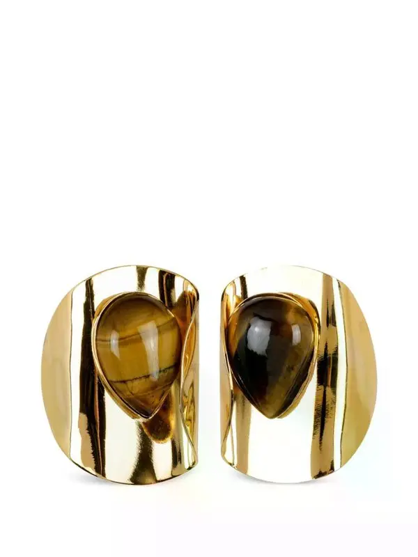 JENNIFER BEHR Keziah Tiger's Eye Plated Earrings - Gold