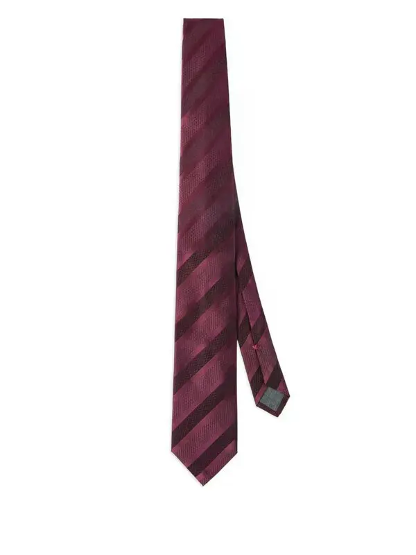 Brunello Cucinelli Textured Stripe Silk Tie - Red