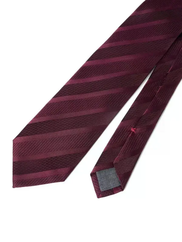 Brunello Cucinelli Textured Stripe Silk Tie - Red