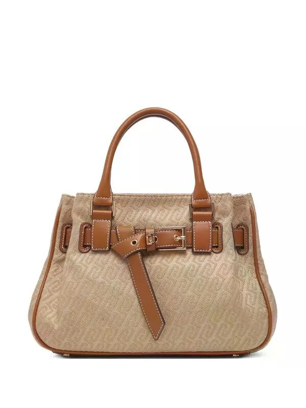 Liu Jo Jacquard Handbag With Decorative Buckle - Neutrals