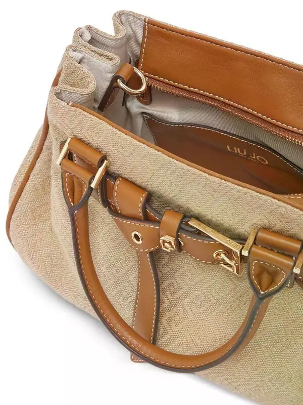 Liu Jo Jacquard Handbag With Decorative Buckle - Neutrals
