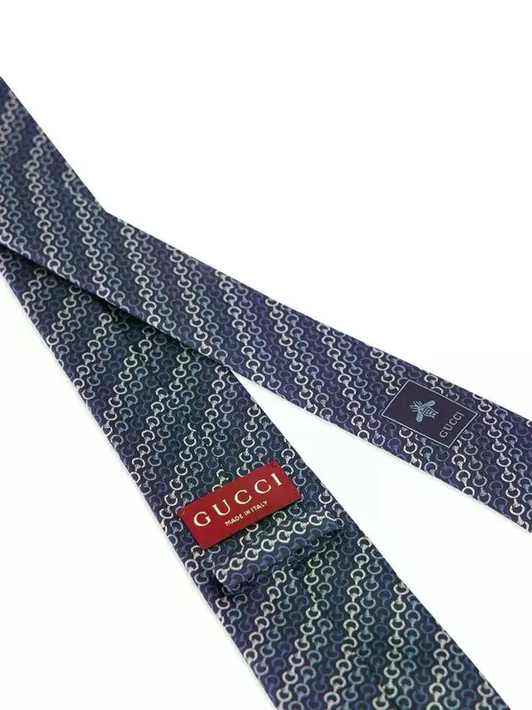 Gucci Horsebit Silk Jacquard Neck Tie - Blue