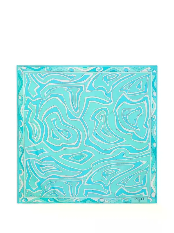 Emilio Pucci Patterned Border Scarf - Blue