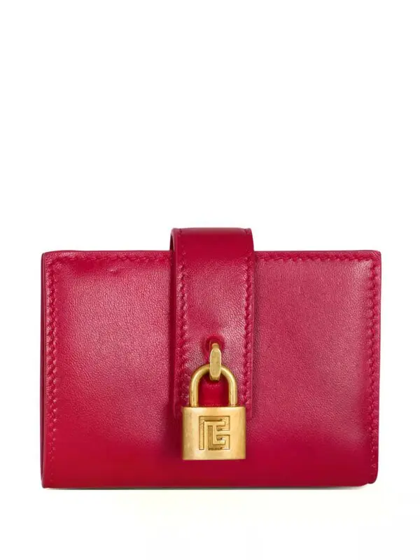 Balmain Padlock Leather Wallet - Pink