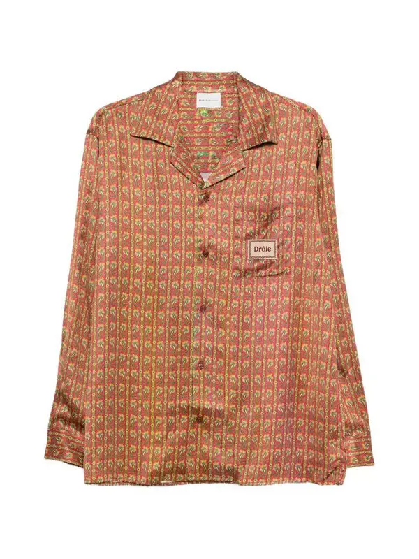 Drole De Monsieur Paisley Patterned Pocket Shirt - Red