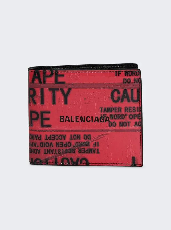 Balenciaga Tape Type Square Wallet And Light Red - Black