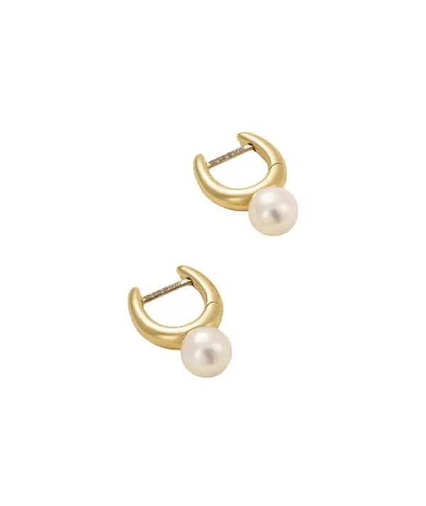 Mikimoto 18-karat Akoya Pearl Hoop Earrings - Gold