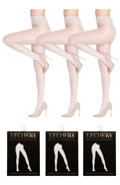 LECHERY® 3 Pairs Of Glossy Sheer Tights - White