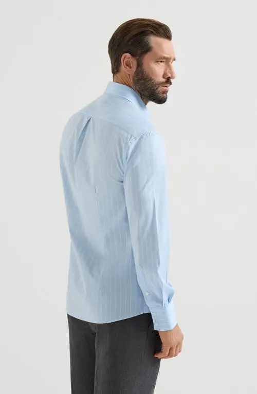 Brunello Cucinelli Striped Poplin Shirt - Azure