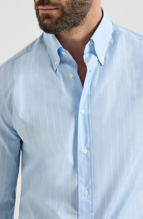 Brunello Cucinelli Striped Poplin Shirt - Azure