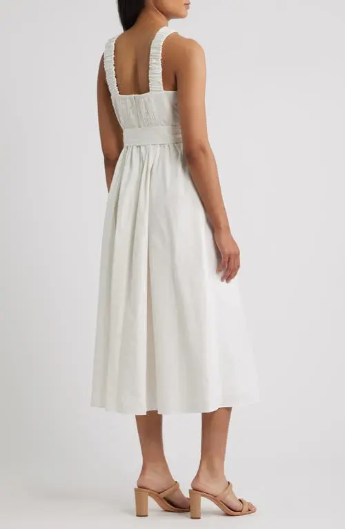 Anne Klein Crisscross Halter Midi Dress - Pearl White