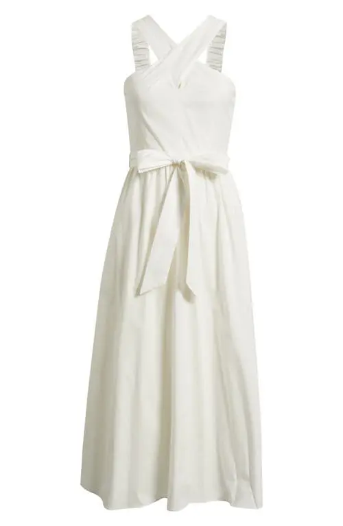 Anne Klein Crisscross Halter Midi Dress - Pearl White